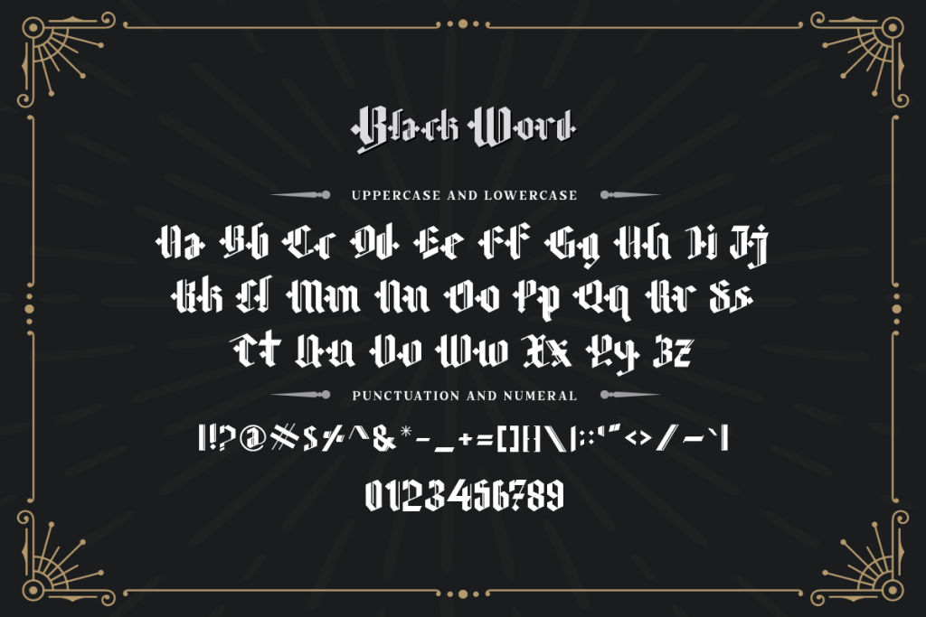 Black Word Blackletter Font - Font Kong