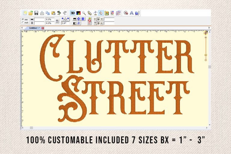 Clutter Street Embroidery Font, Embroidery Bx Font, Embroidery ...
