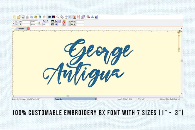 George Antigua Embroidery Font, Embroidery Handwritten Script Font, Bx ...
