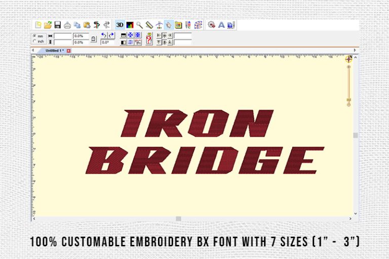 Iron Bridge Embroidery Font - Font Kong