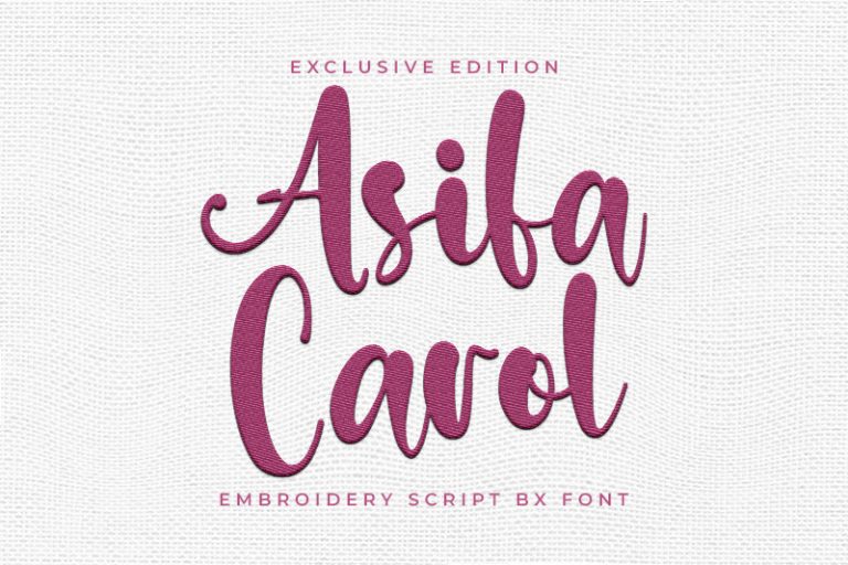 Asifa Carol Embroidery Font, Embroidery Script Font, Bx Embroidery ...
