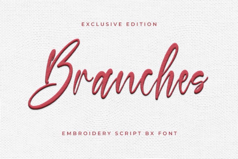 Branches Embroidery Font, Embroidery Handwritten Script Font, Bx ...