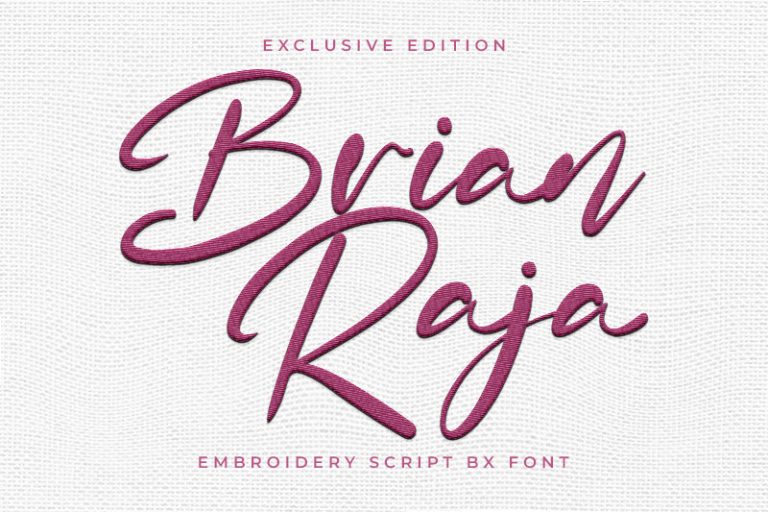 Brian Raja Embroidery Font, Embroidery Script Font, Bx Embroidery Fonts ...