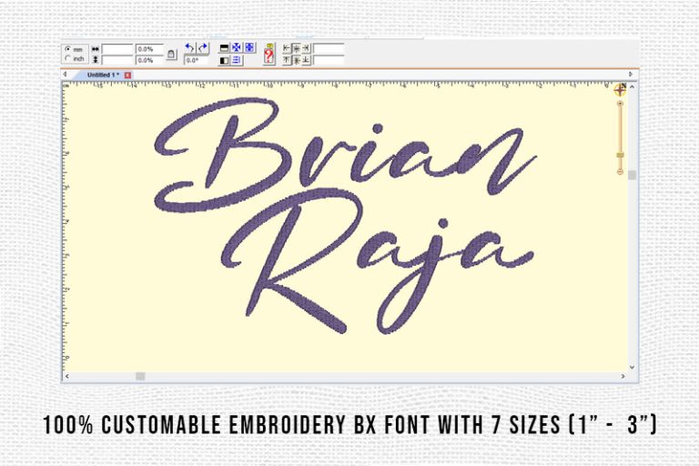 Brian Raja Embroidery Font, Embroidery Script Font, Bx Embroidery Fonts ...