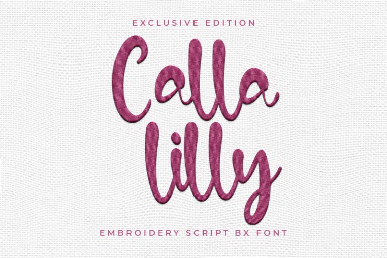 Calla Lilly Embroidery Font, Embroidery Script Font, Bx Embroidery ...