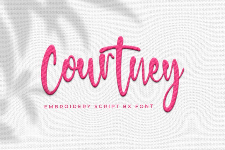 Courtney Embroidery Font, Embroidery Handwritten Script Font, Bx ...