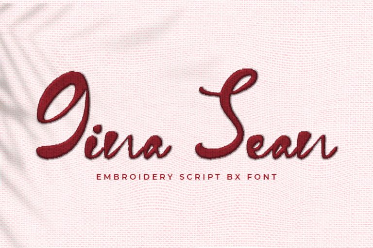 Gina Sean Embroidery Font, Embroidery Handwritten Script Font, Bx ...