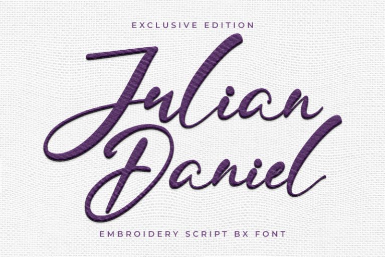 Julian Daniel Embroidery Font, Embroidery Script Font, Bx Embroidery ...