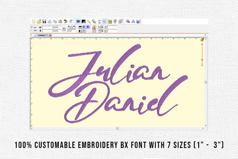 Julian Daniel Embroidery Font, Embroidery Script Font, Bx Embroidery ...