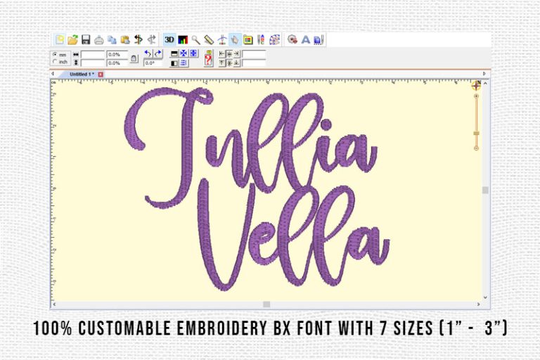 Jullia Vella Embroidery Font, Embroidery Script Font, Bx Embroidery ...