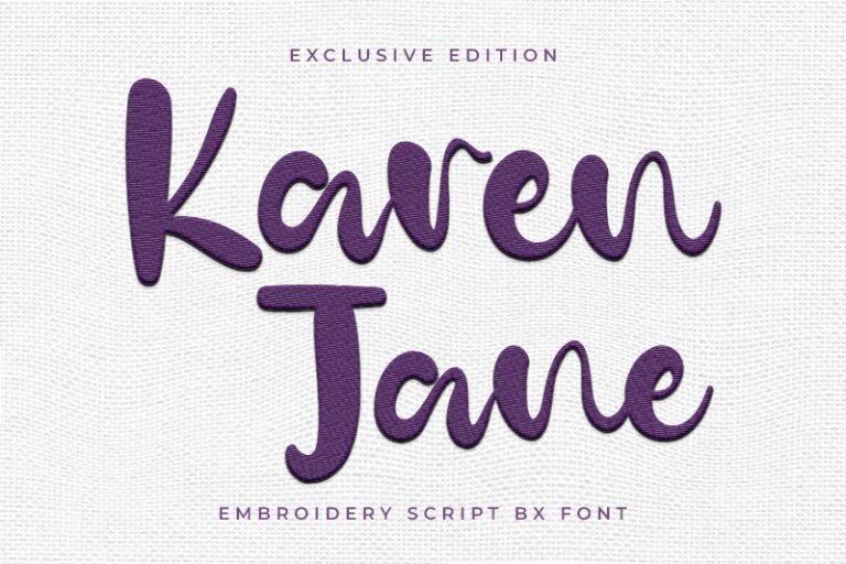 Karen Jane Embroidery Font, Embroidery Script Font, Bx Embroidery Fonts ...
