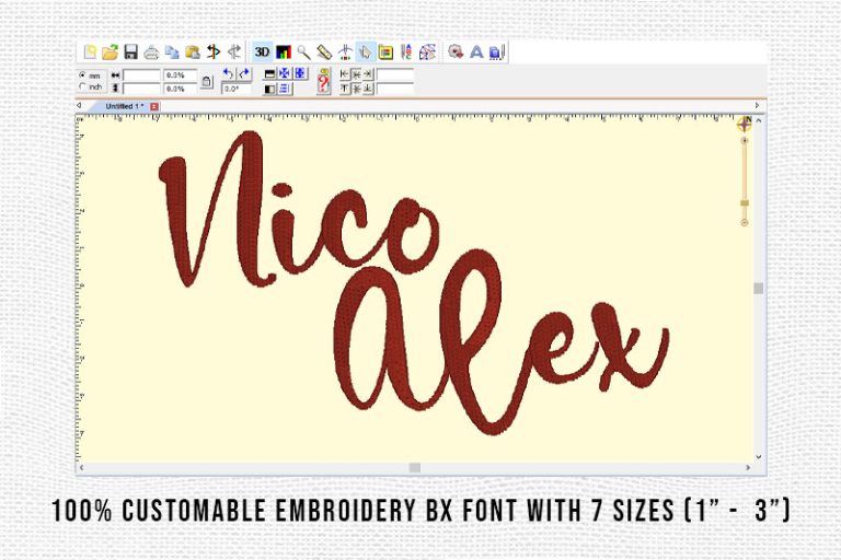 Nico Alex Embroidery Font, Embroidery Script Font, Bx Embroidery Fonts ...