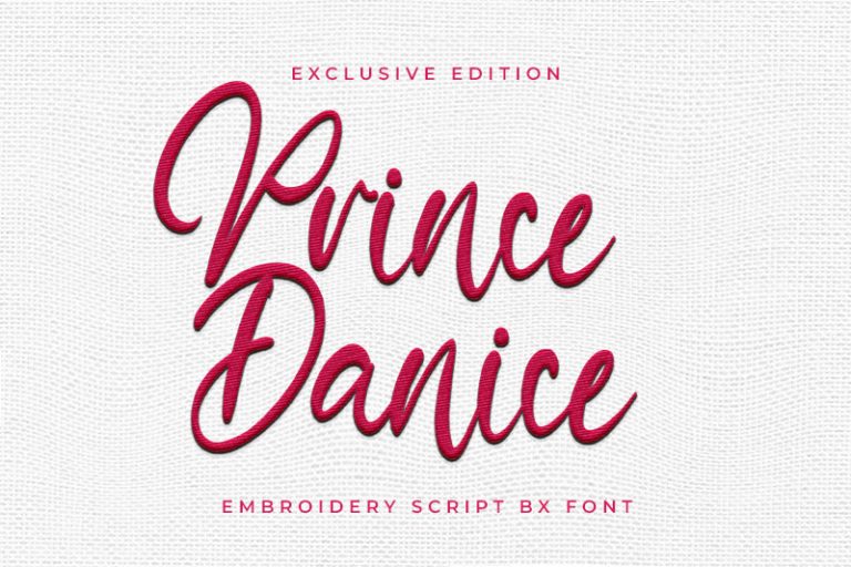 Prince Danice Embroidery Font, Embroidery Handwritten Script Font, Bx ...