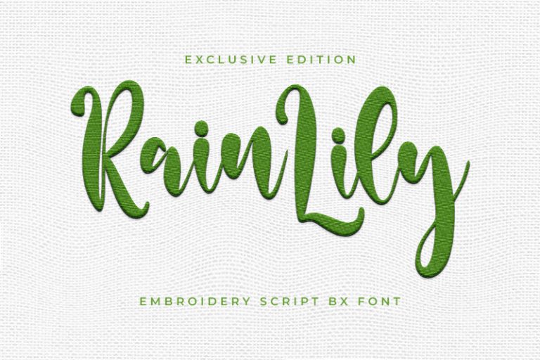 Rain Lily Embroidery Font, Embroidery Script Font, Bx Embroidery Fonts ...