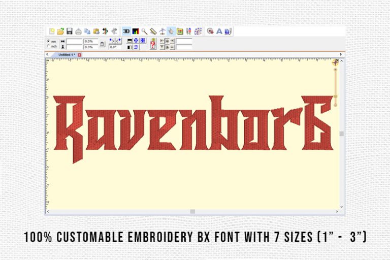 Ravenborg Embroidery Font, Embroidery Display Font, Bx Embroidery Fonts ...