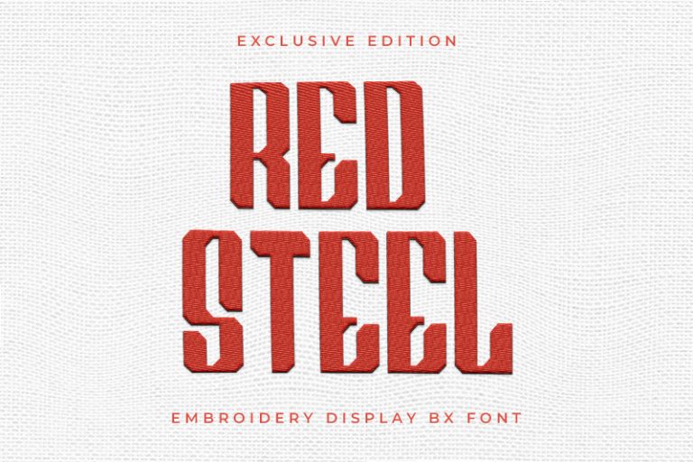 Red Steel Embroidery Font, Embroidery Display Font, Bx Embroidery Fonts ...
