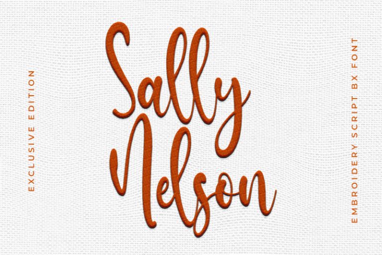 Sally Nelson Embroidery Font, Embroidery Handwritten Script Font, Bx ...
