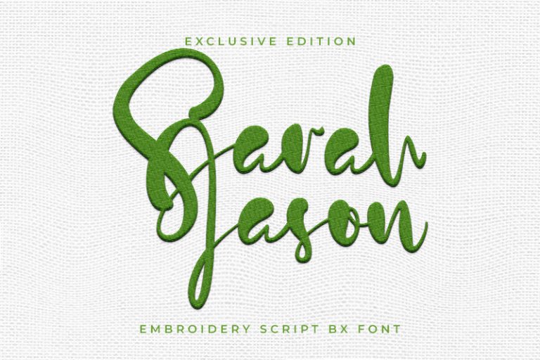Sarah Jason Embroidery Font, Embroidery Script Font, Bx Embroidery ...