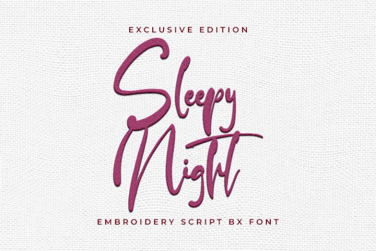 Sleepy Night Embroidery Font, Embroidery Handwritten Script Font, Bx ...
