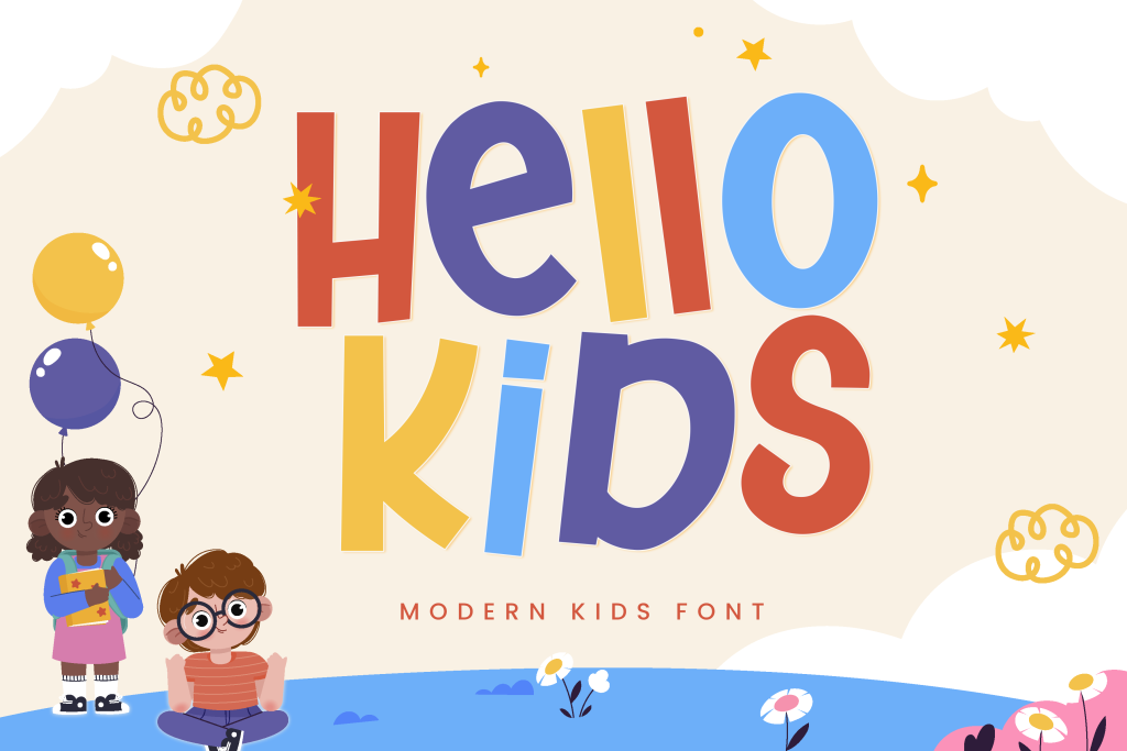 Hello Kids Modern Kids Font - Font Kong