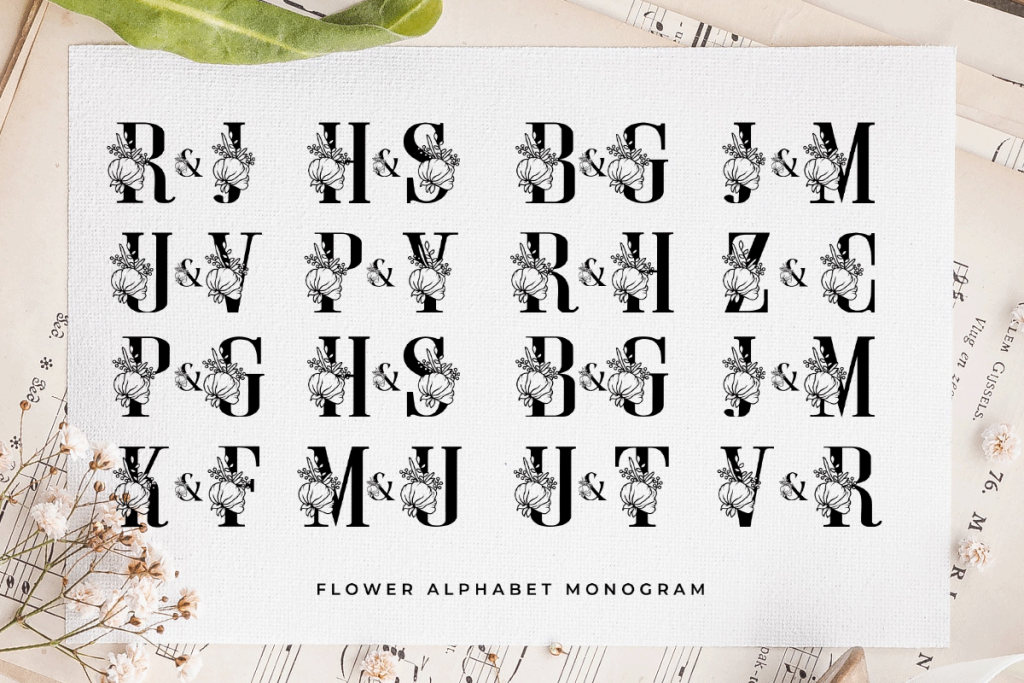 Modern Monogram Flower Alphabet - Font Kong