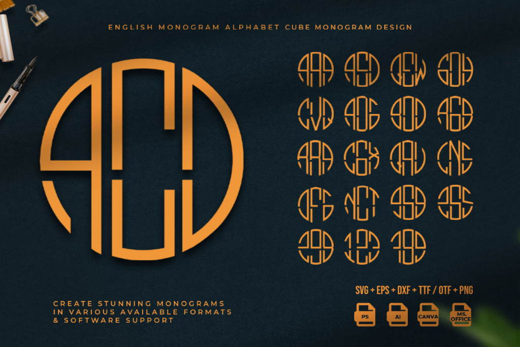 Modern Monogram Circle Font - Font Kong