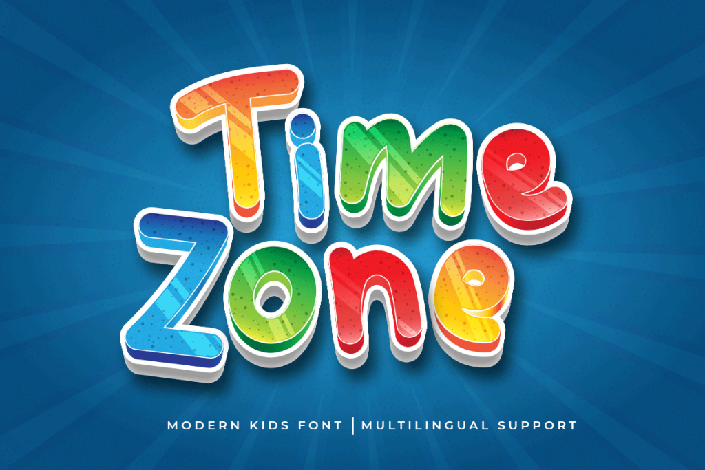 Time Zone Modern Kids Font - Font Kong
