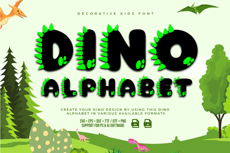 Dino Alphabet New Decorative Kids Font - Font Kong