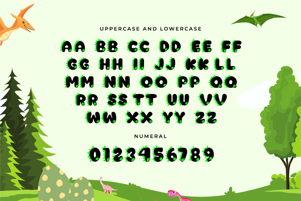 Dino Alphabet New Decorative Kids Font - Font Kong